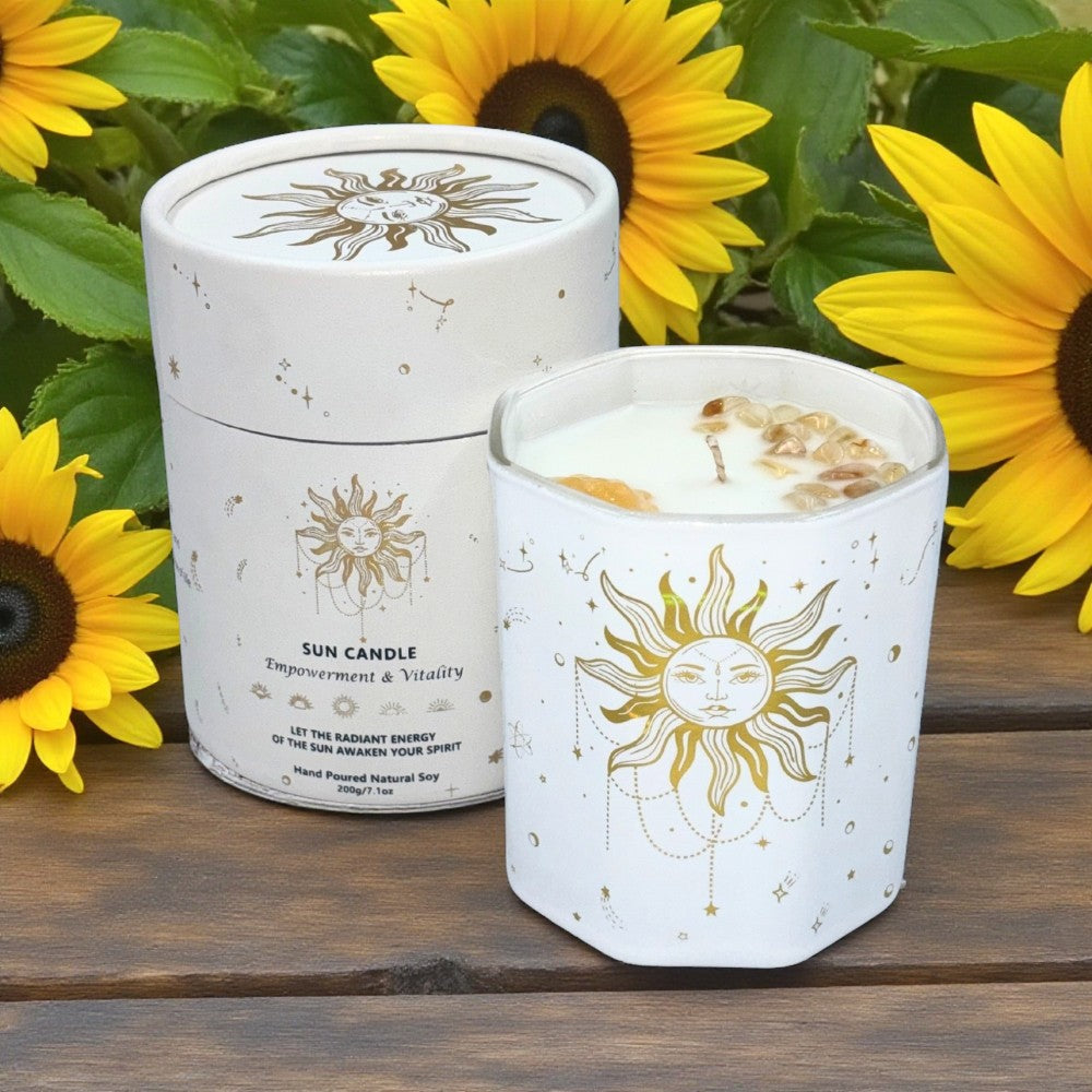 Crystal Candle, Sun - pack of 6 | EarthsElements Wholesale